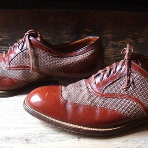 Vintage 1940's 1950's Two Tone Brown and Ivory Freeman Mesh Spectator ...