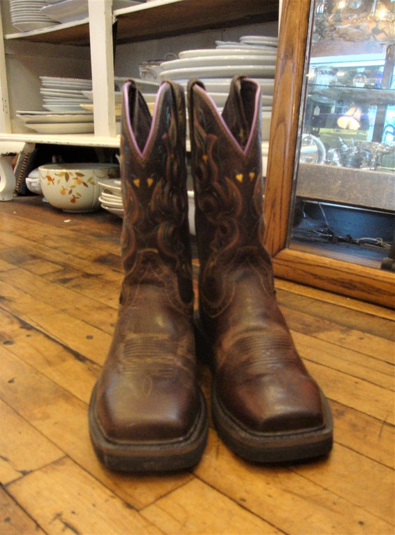 Vintage Original Justin Brown Leather Women's Wester… - Gem