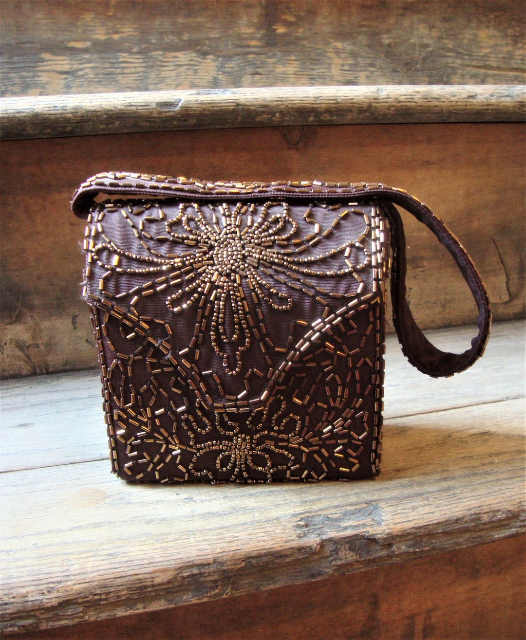 Vintage 1940's 1950's Bronze Beaded Box Purse Handbag - Etsy