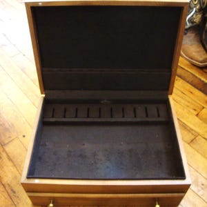 Vintage Medium Brown Wooden Silverware Flatware Box With Drawer ...