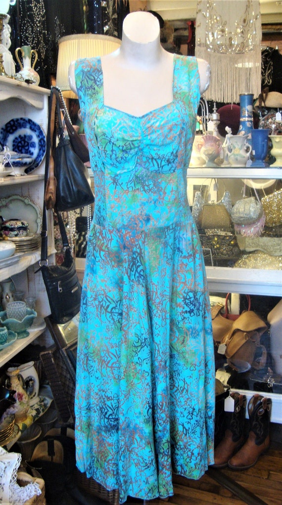 Vintage Rayon Sundress With Shirred Sides/size - Etsy