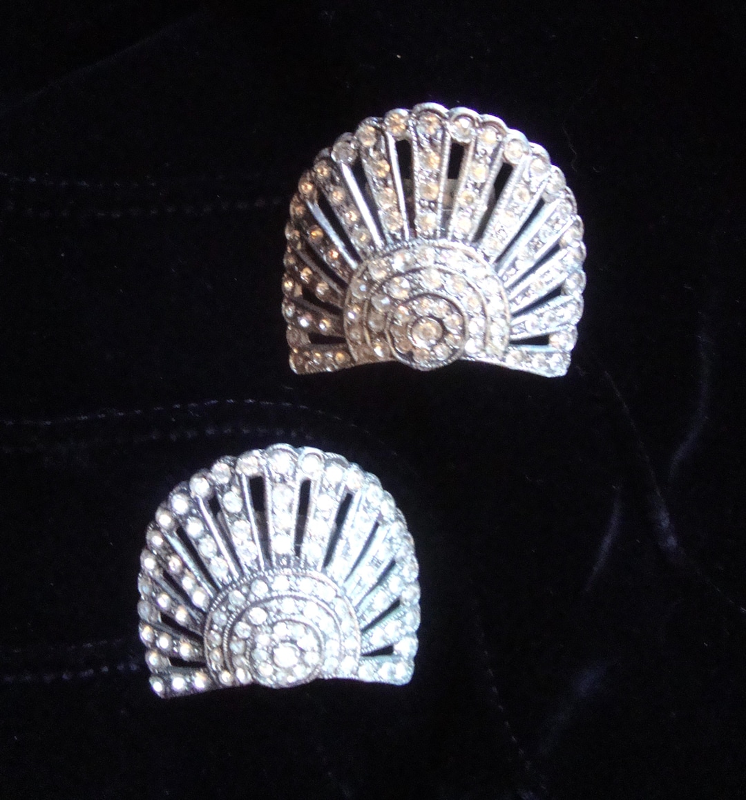 Vintage Antique Edwardian 1920's Art Deco Rhinestone Shoe Clips - Etsy