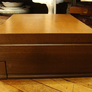 Vintage Medium Brown Wooden Silverware Flatware Box With Drawer ...