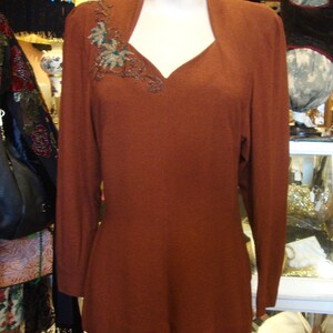 Vintage 1940's Rust Crepe Beaded Two Piece Outfit/ruth Rhodes/size ...