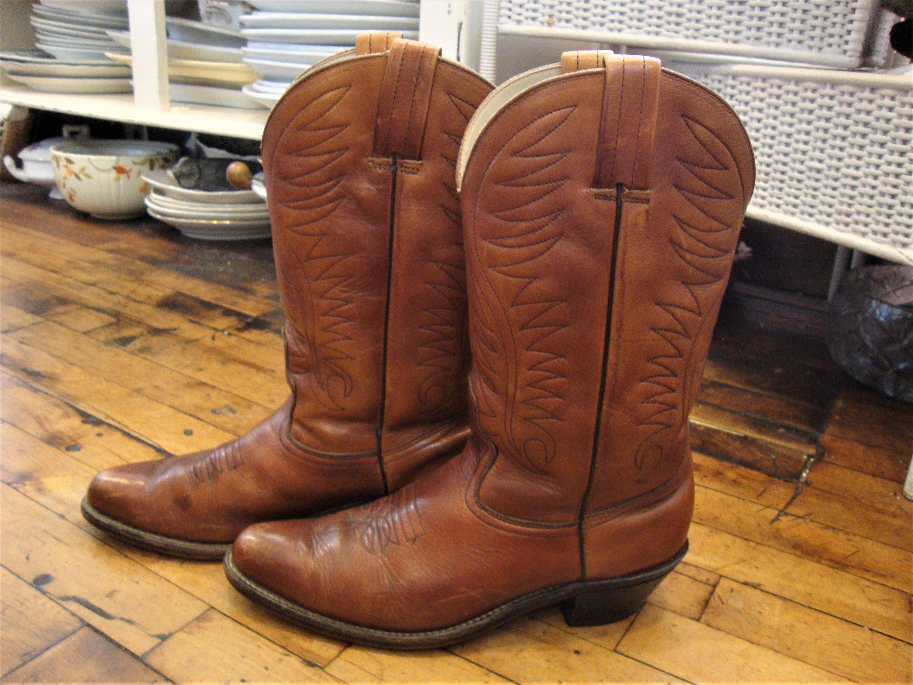Vintage Brown Leather Cowboy Western Boots/men's Size 10M - Etsy
