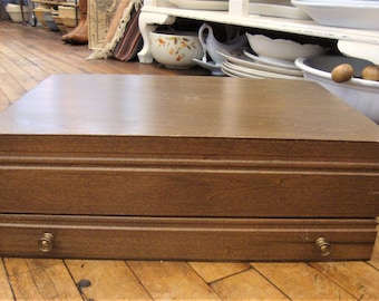 Vintage Wooden Silverware Flatware Storage Chest Box With Drawer/holds ...