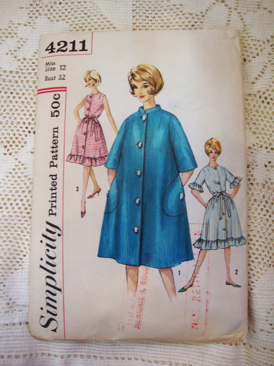 Vintage Sewing Pattern Simplicity #4211/robe-dress-housecoat/32" Bust ...