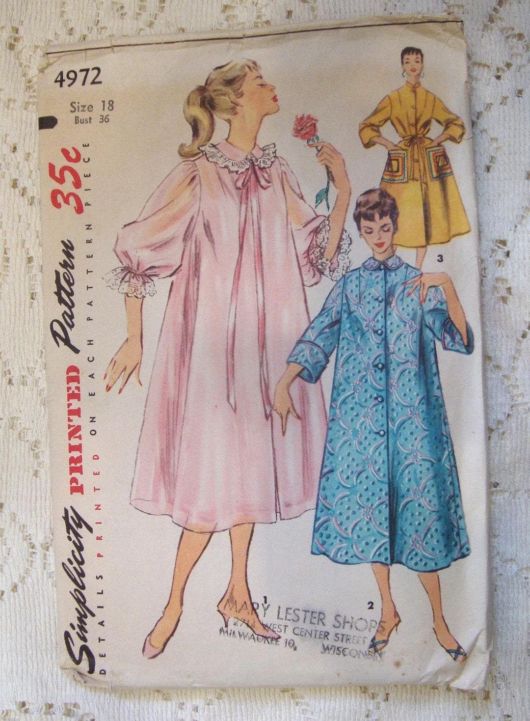 Vintage 1950's 1960's Simplicity Pattern 4972/robe, Housecoat, Negligee ...