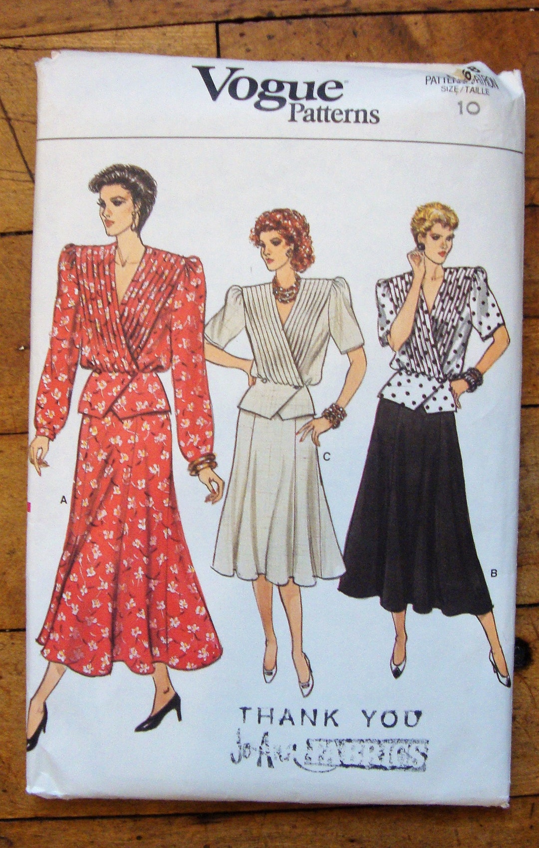 Vogue Pattern #9568, 1986 Two Piece Dress Size 10 - Etsy