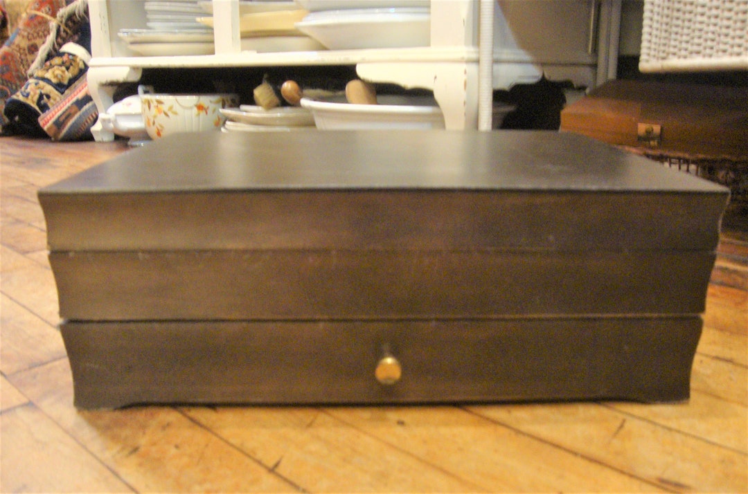 SALE! Vintage Wooden Silverware Flatware Box Chest With Drawer/holds ...