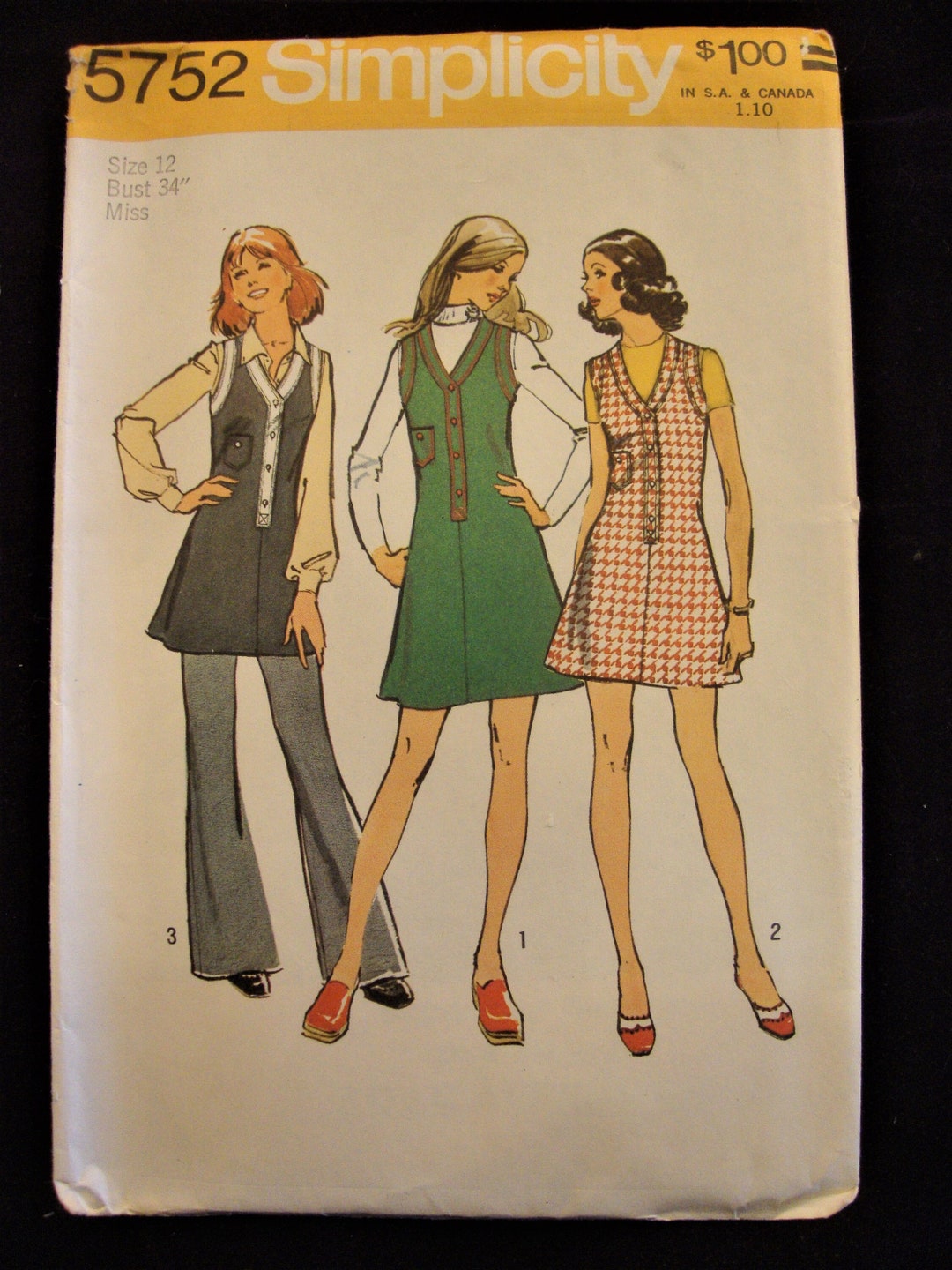 Vintage 1970's Sewing Pattern Simplicity 5752/jumper in Two Lengths/34 ...