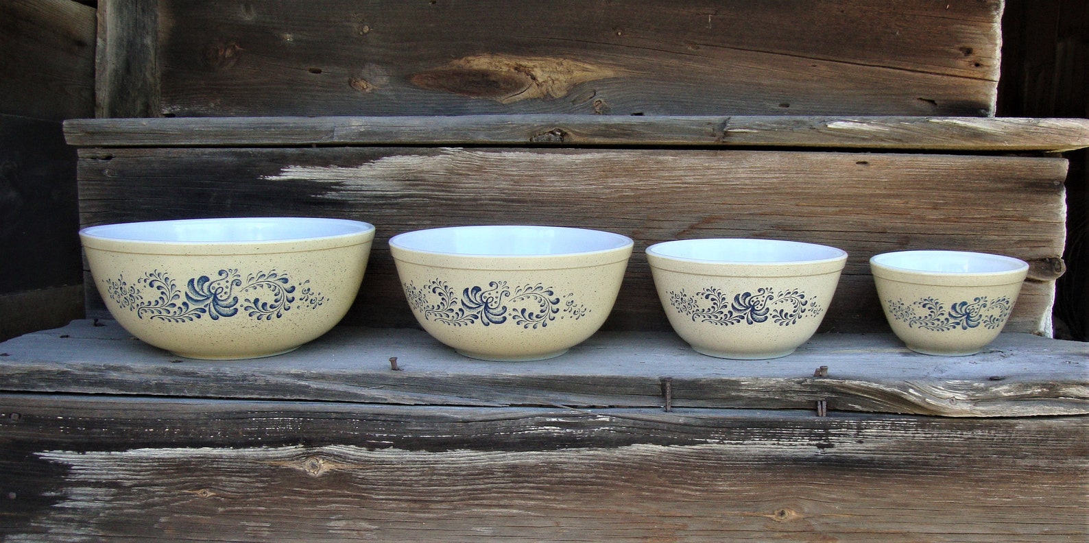 Vintage Pyrex Homestead Pattern Mixing Bowl Set/retro - Etsy