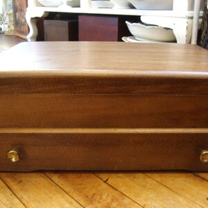Vintage Medium Brown Wooden Silverware Flatware Box With Drawer ...
