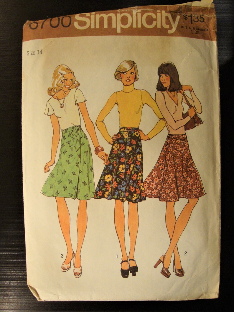 Vintage 1970s Simplicity Skirt Sewing Pattern: Flared & Wrap Styles - Etsy