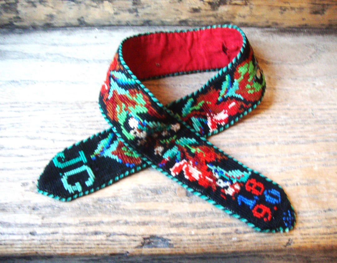 Antique 1890's Needlepoint Sash/belt or Bell Pull With Flowers and ...