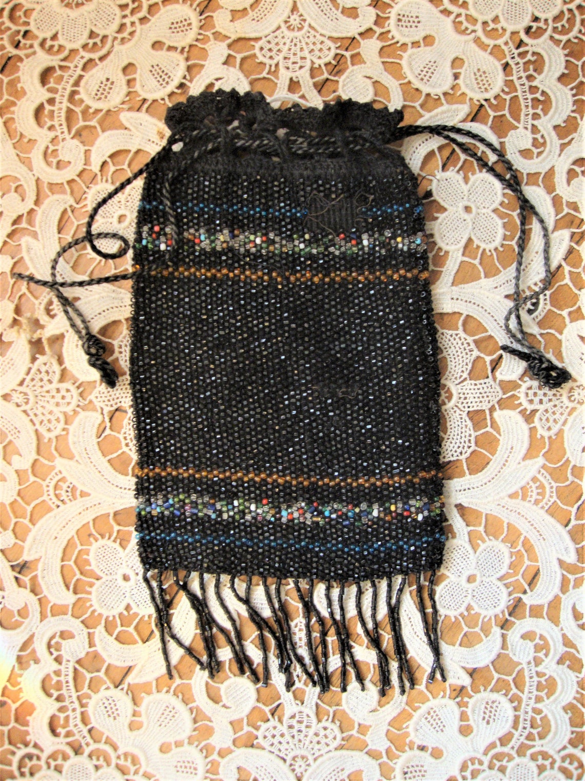 Vintage 1920's 20's Black Beaded Flapper Purse With - Etsy