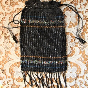 Vintage 1920's 20's Black Beaded Flapper Purse With Multicolor Stripes ...