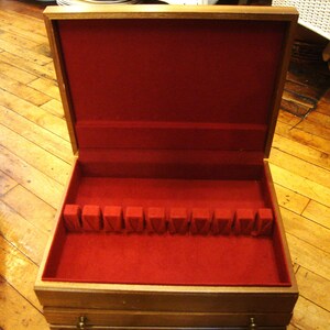 Vintage Medium Brown Wooden Silverware Flatware Box With Drawer ...