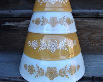 Vintage Pyrex Homestead Pattern Mixing Bowl Set | Etsy