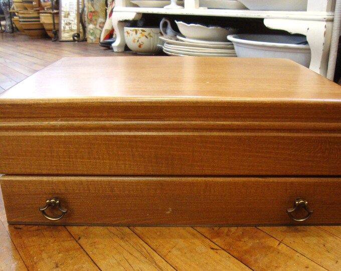 Vintage Blonde Maple Wooden Silverware Flatware Box Chest With Drawer ...