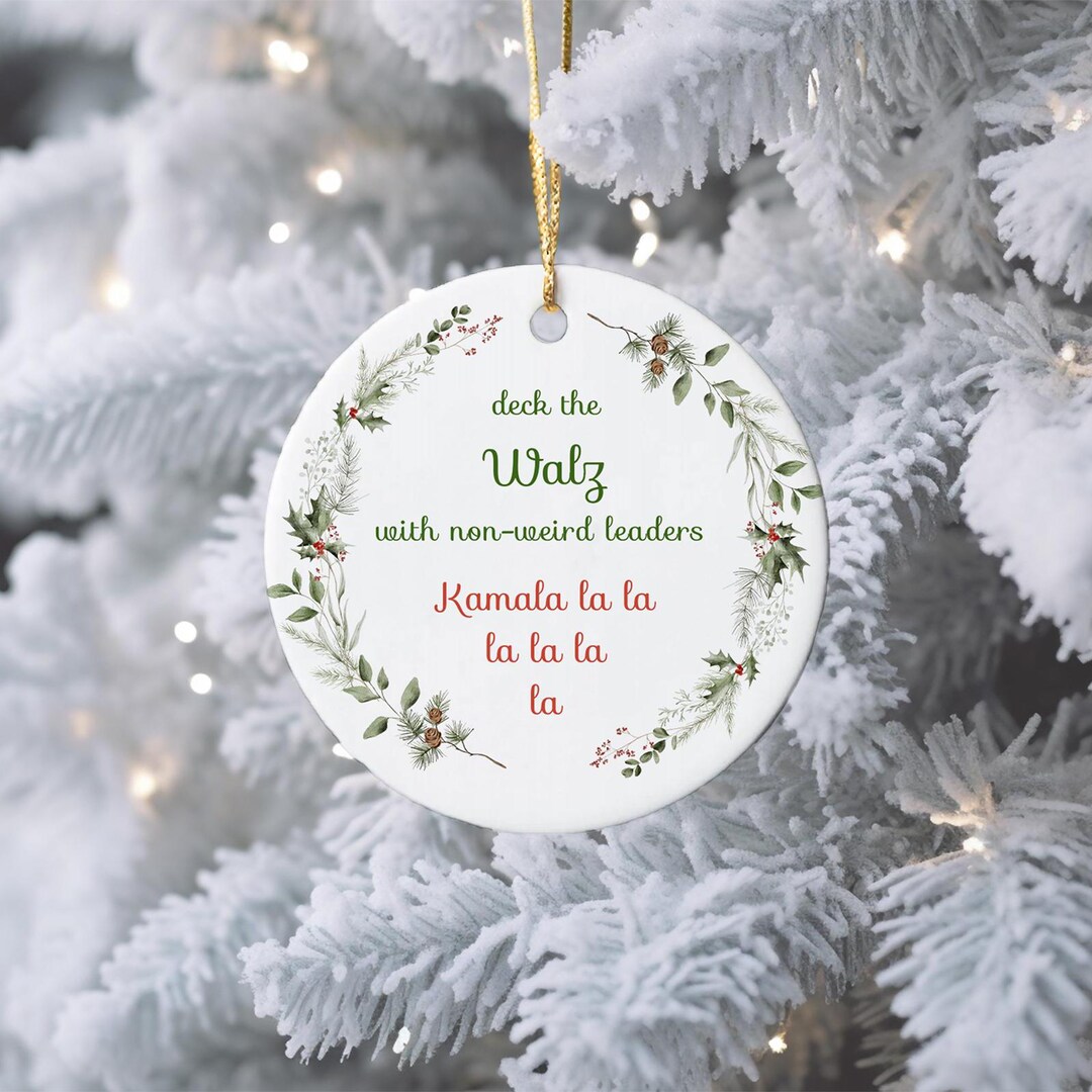 Kamala Harris Tim Walz Christmas Ornament, 2024 US Election Political ...