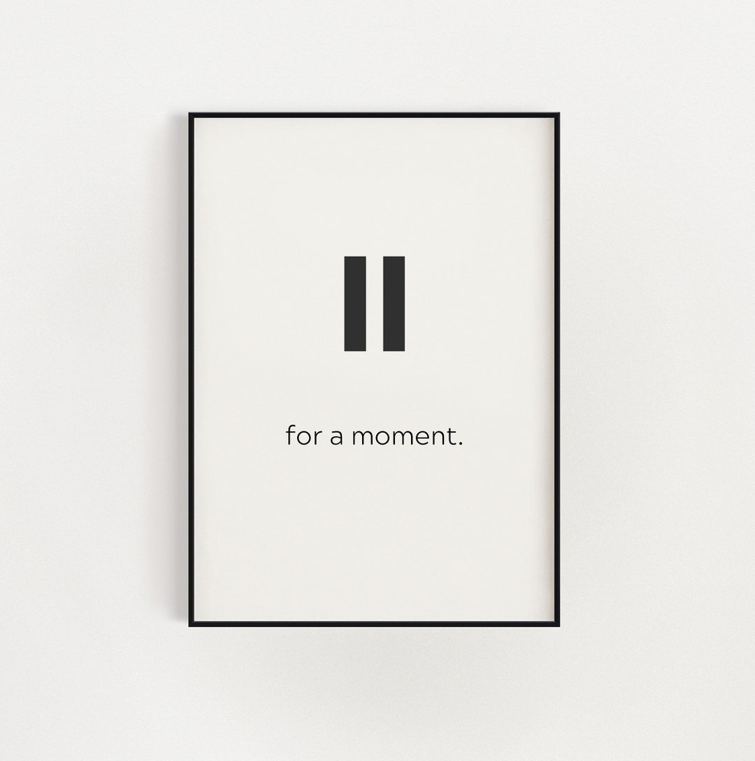 Mindfulness Wall Art Print, Pause Icon Poster, Contemporary Minimalist ...