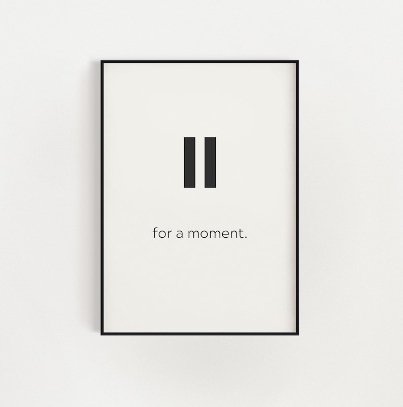 Mindfulness Wall Art Print, Pause Icon Poster, Contemporary Minimalist ...
