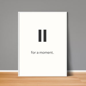 Mindfulness Wall Art Print, Pause Icon Poster, Contemporary Minimalist ...