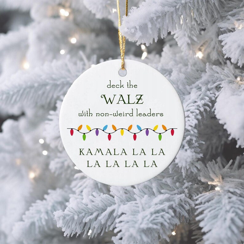 Kamala Harris Tim Walz Christmas Ornament, 2024 US Election Political ...