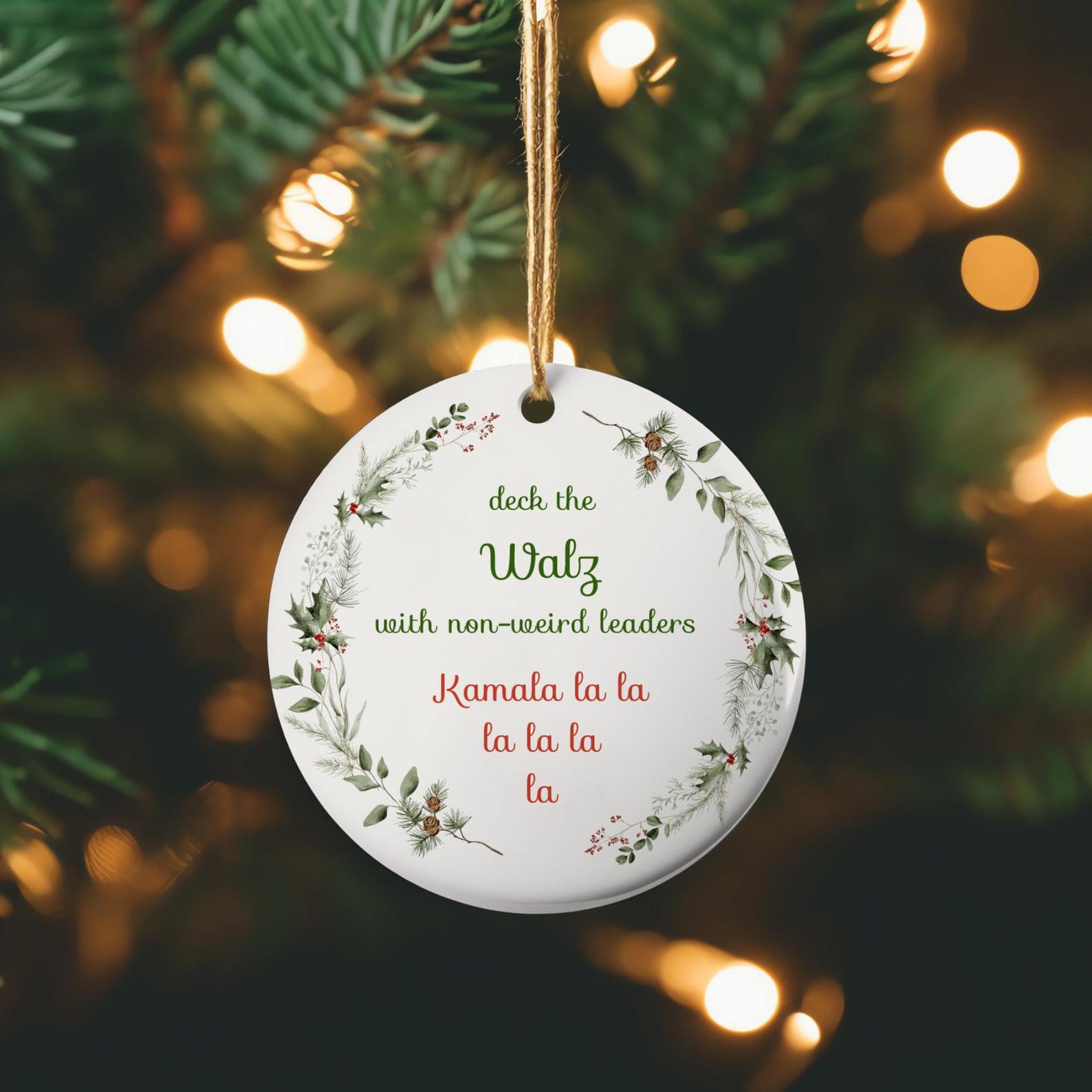 Kamala Harris Tim Walz Christmas Ornament, 2024 US Election Political ...
