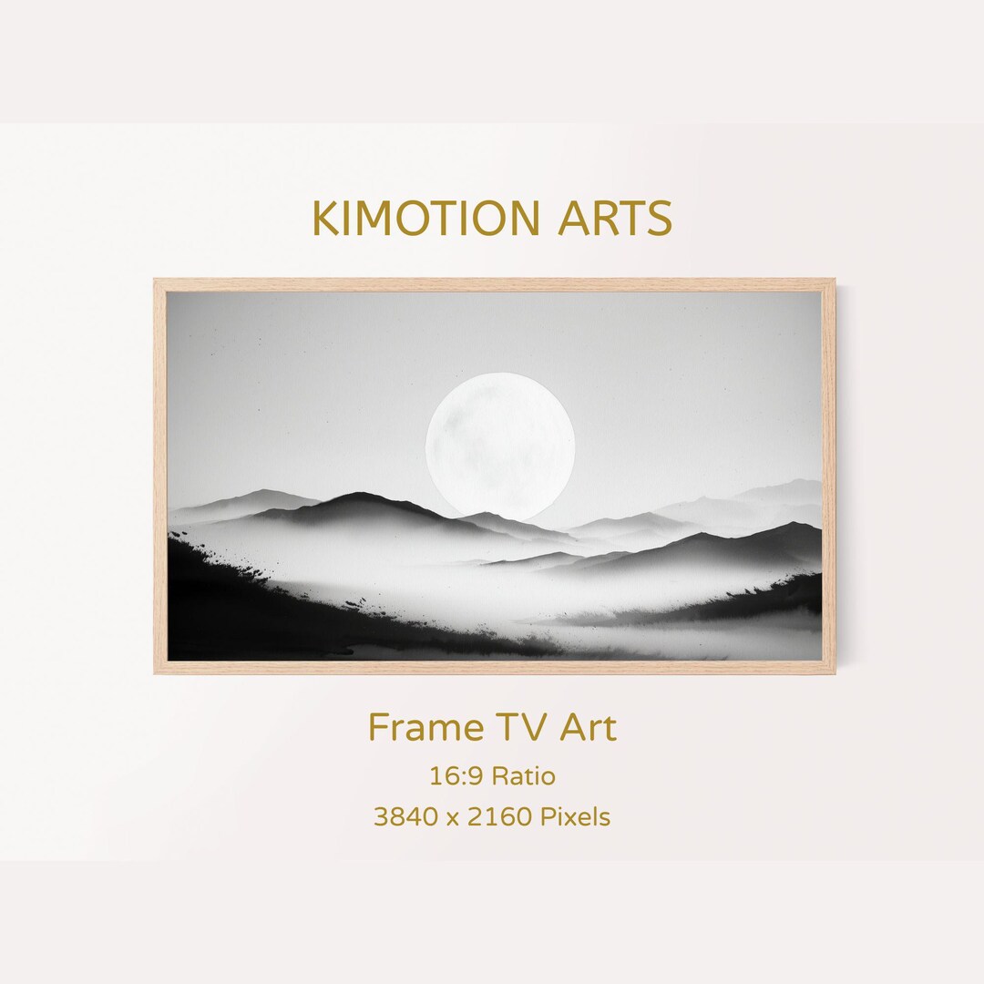 Moon Over Misty Mountains | Korean Ink Wash Painting (sumukhwa) | Frame ...