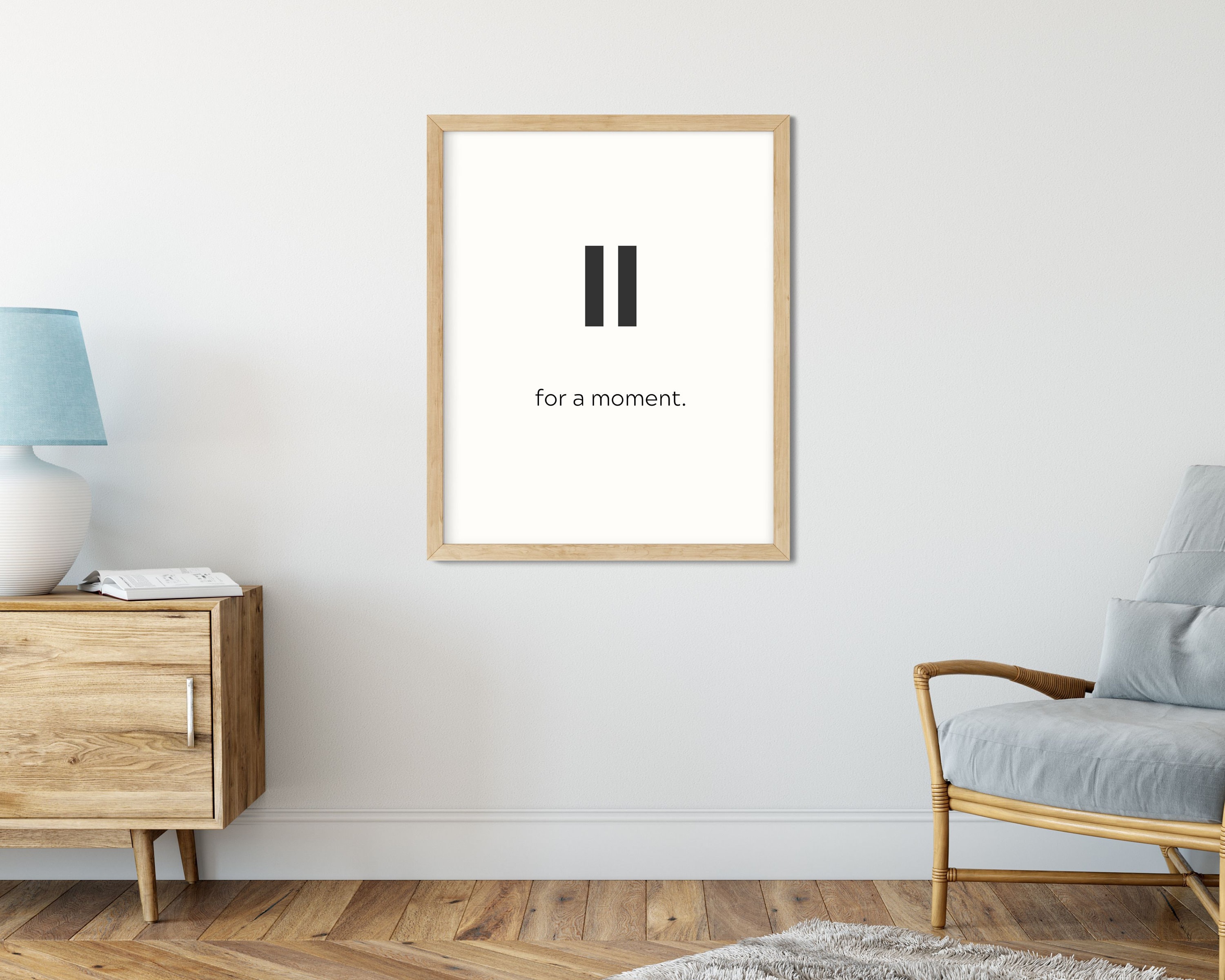 Mindfulness Wall Art Print, Pause Icon Poster, Contemporary Minimalist ...