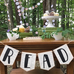 Reading Theme Banner, READ Banner, Book Theme Shower Decor, Book Party ...