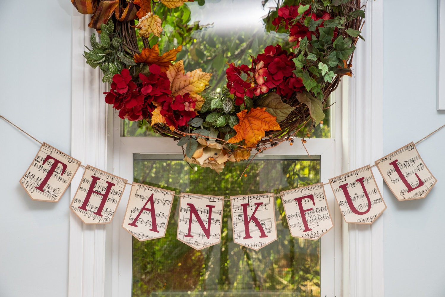 Thankful Banner Thanksgiving Banner Sheet Music Decor - Etsy