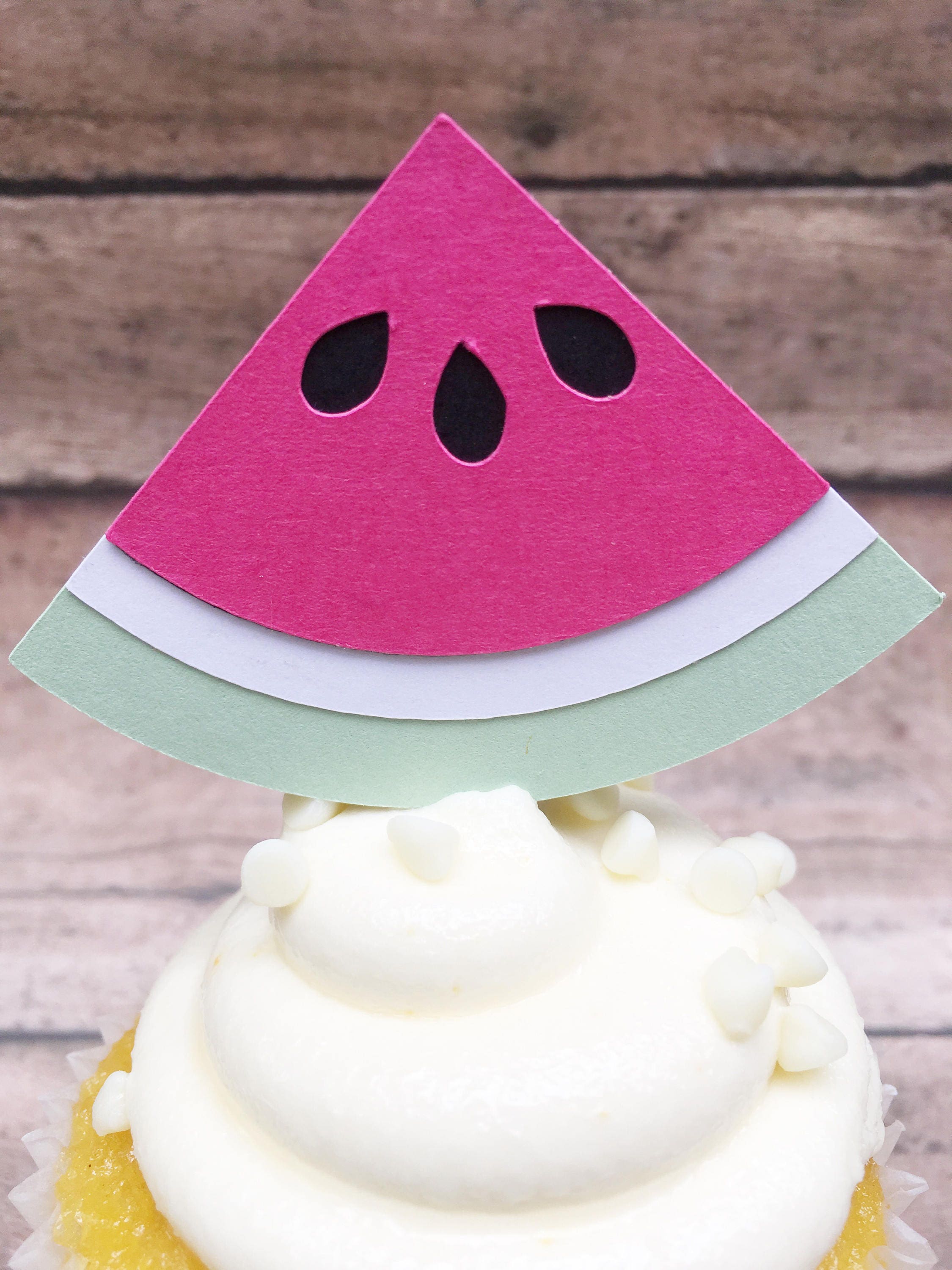 Watermelon Cupcake Topper, Fruit Themed Party Decor, Watermelon Slice ...