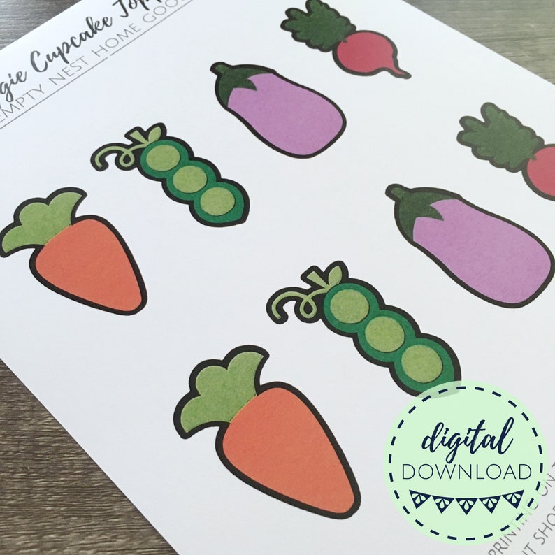 Printable Veggie Cupcake Toppers Garden Party Download Home | Etsy