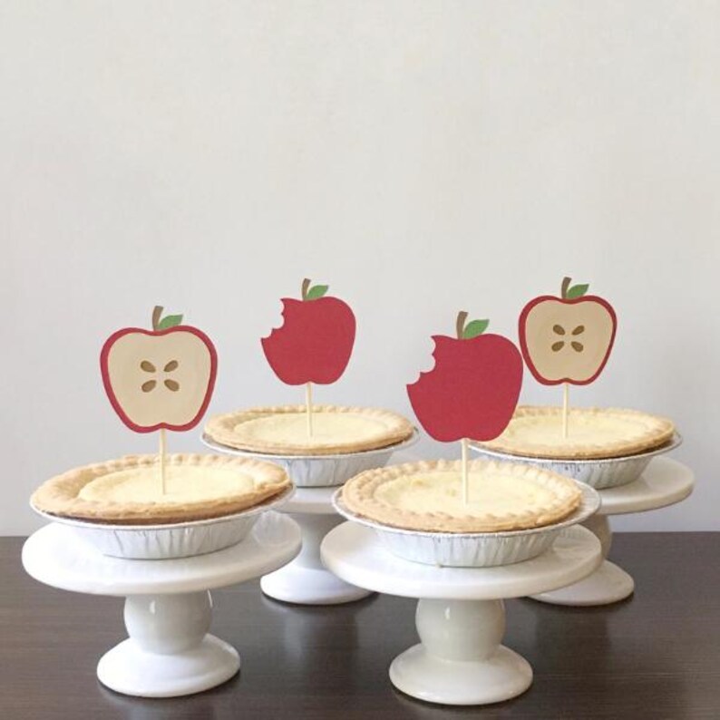 Apple Cupcake Toppers, Apple of My Eye Baby Shower, Apple Pie Birthday ...