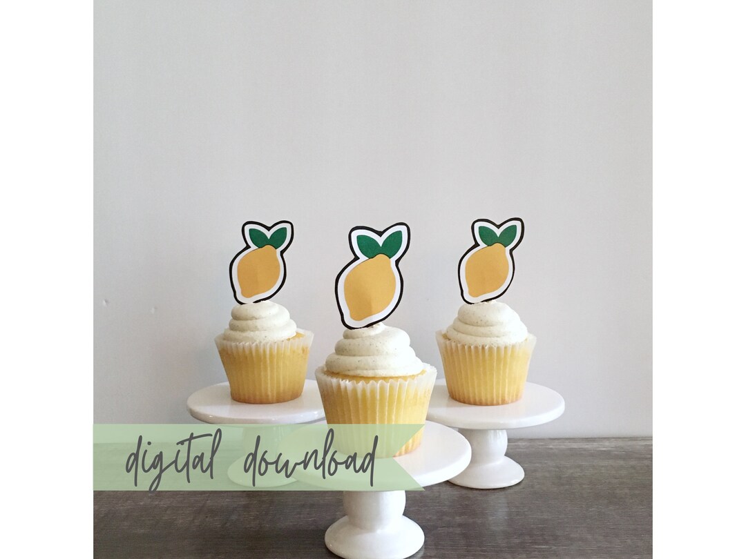 Printable Lemon Cupcake Toppers, Digital Download Lemon Party Decor ...