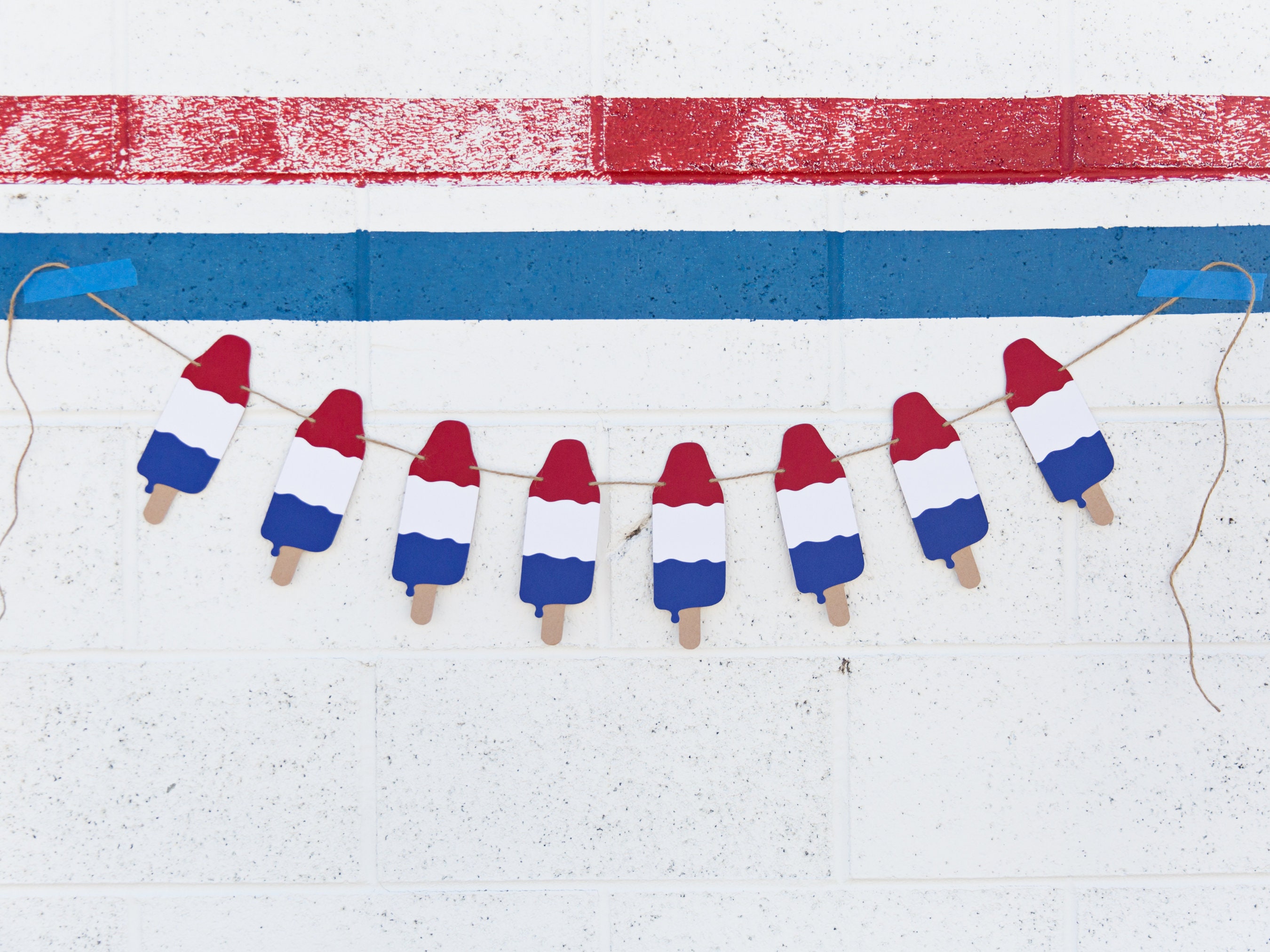 Red White and Blue Popsicle Banner Patriotic Pop Decor | Etsy