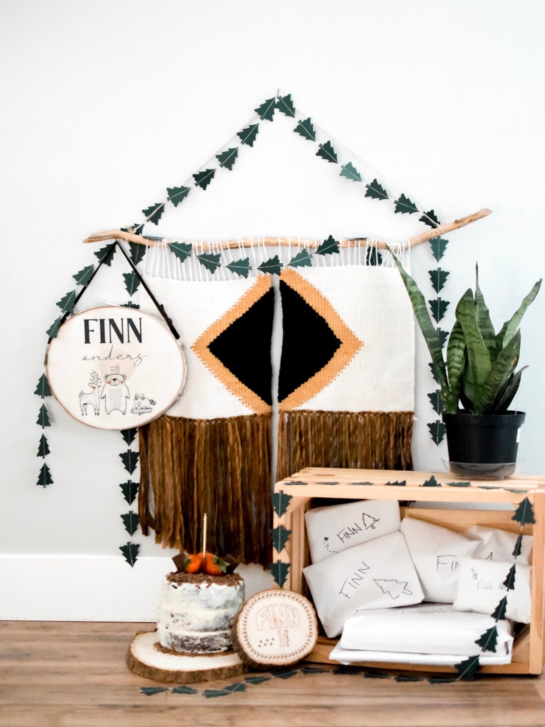 Lumberjack Party Tree Garland, Hunter Green Tree Garland, Lumberjack ...