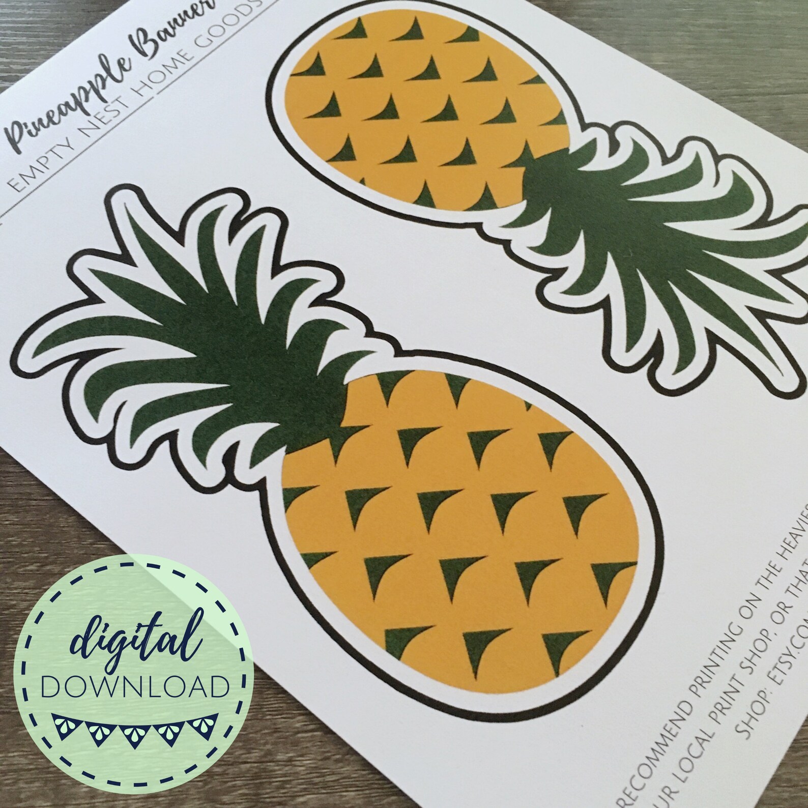 Printable Pineapple Banner Tropical Party Digital Download - Etsy