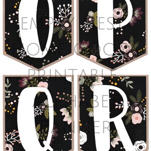Printable Floral Boho Banner, Whole Printable Alphabet, Black and Pink ...