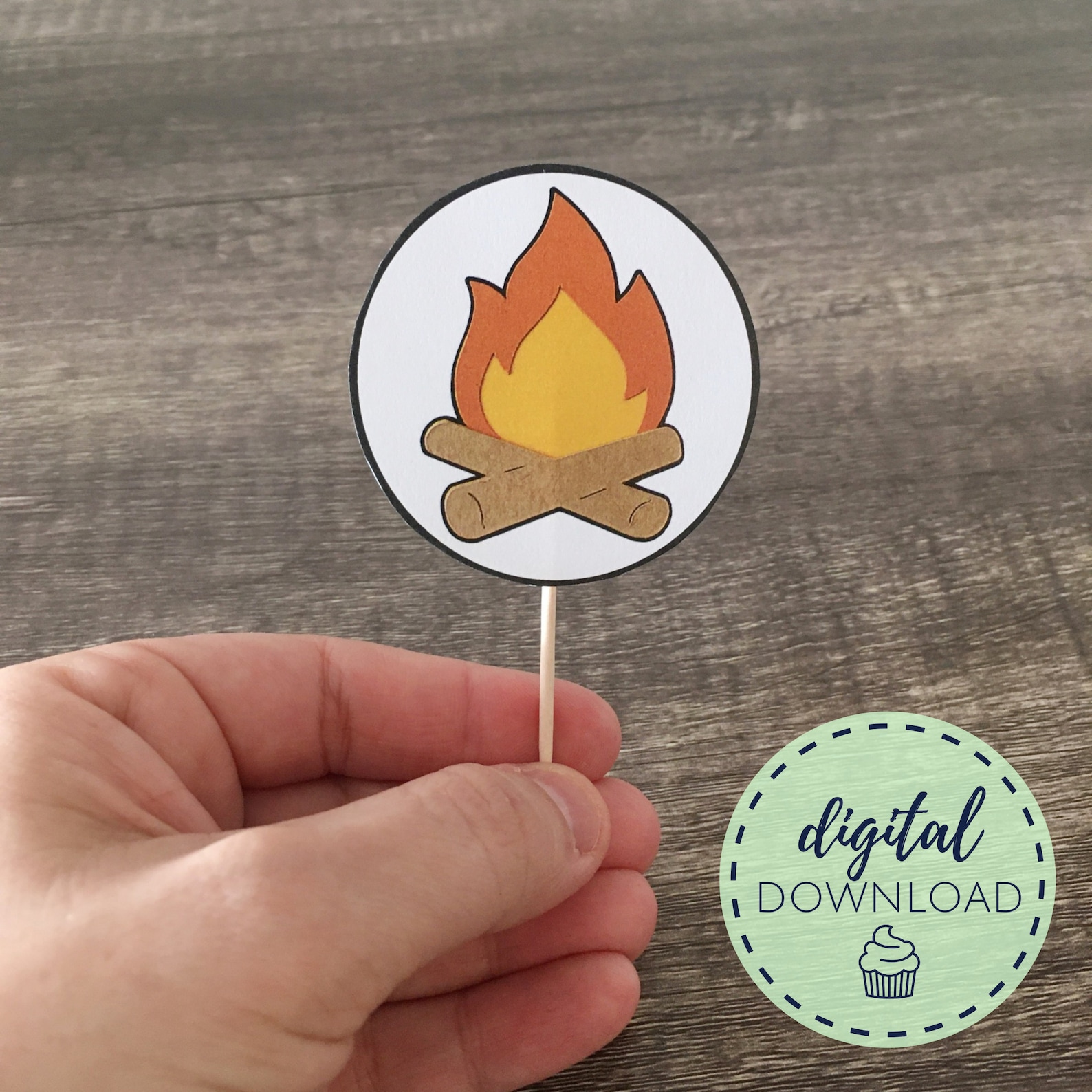 Printable Campfire Cupcake Toppers Camping Theme Digital | Etsy