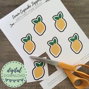 Printable Lemon Cupcake Toppers, Digital Download Lemon Party Decor ...
