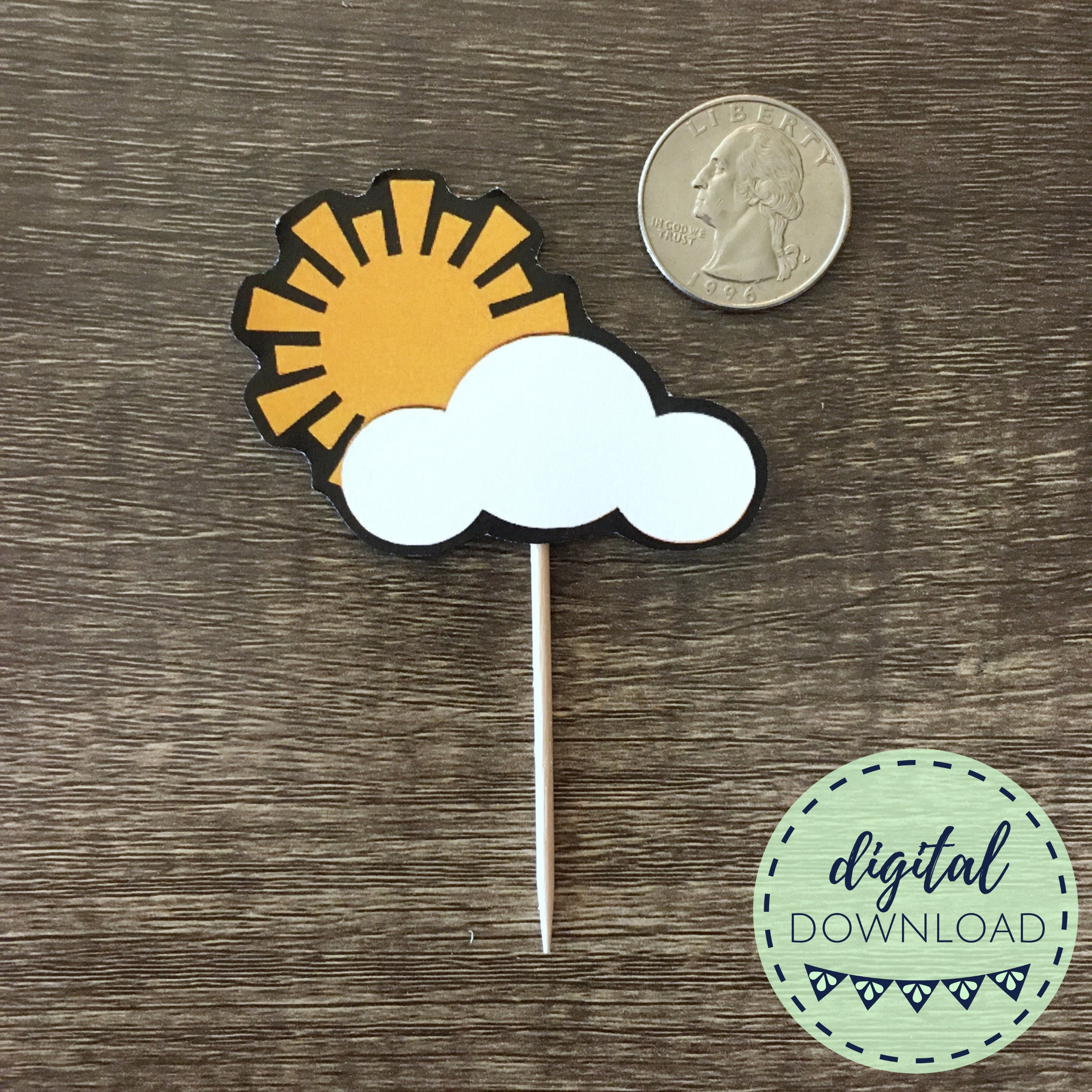 Printable Sunburst Cupcake Toppers Rainbow Party Theme - Etsy