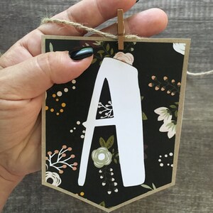 Printable Floral Boho Banner, Whole Printable Alphabet, Black and Pink ...