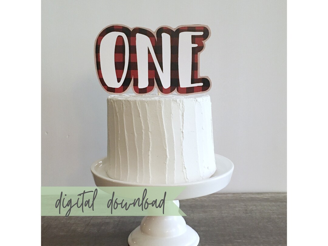 Printable Red Plaid Cake Topper, Lumberjack Birthday Digital Download ...