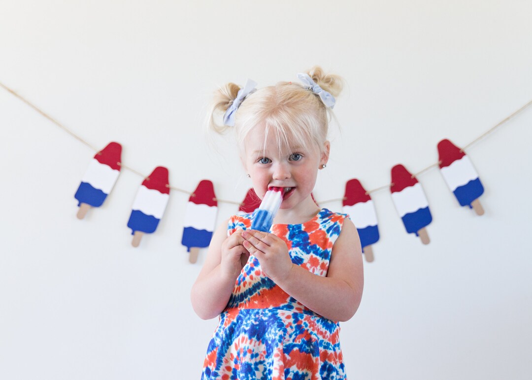 Red White and Blue Popsicle Banner, Patriotic Pop Decor, Fourth of July ...