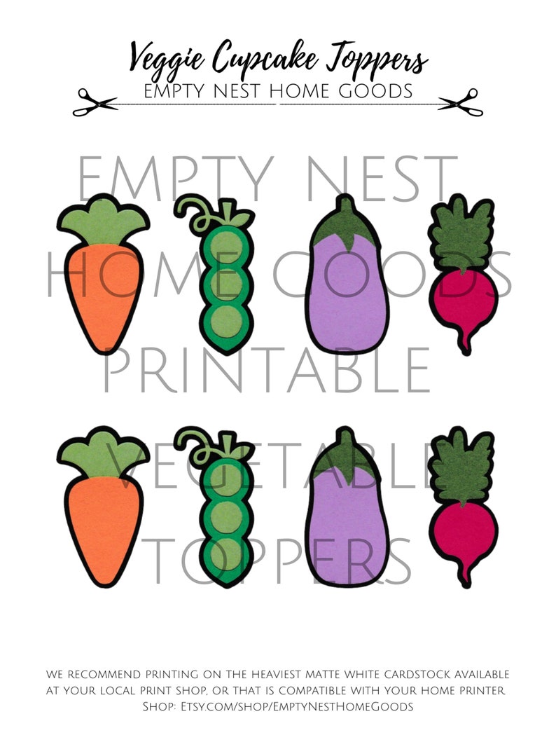 Printable Veggie Cupcake Toppers Garden Party Download Home | Etsy