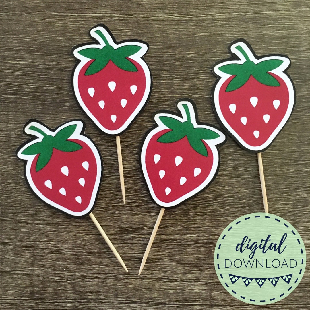 Printable Strawberry Cupcake Toppers Berry Party Theme - Etsy